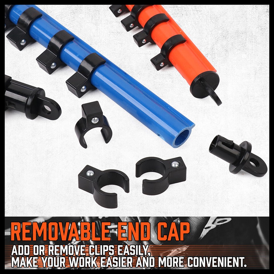 6pc Swivel Socket Organizer (86pcs) Storage Rail Rack Holder ABS 1/4" 3 ...