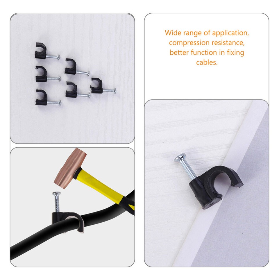 Wire Staple Ethernet Cable Clips Black Clamps Tacks Coax Cord | eBay