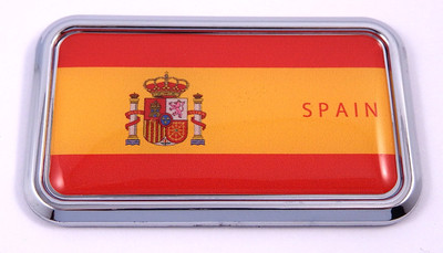Spain Spanish flag rectanguglar Chrome Emblem 3D Car Decal Sticker 3"x1 ...