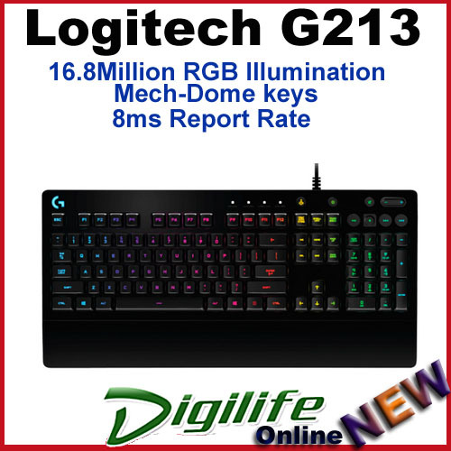 Logitech G213 Prodigy RGB Gaming Keyboard 16.8 Million Color RGB ...
