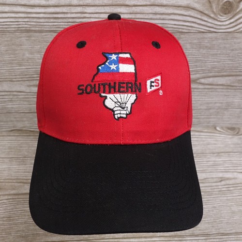 SOUTHERN FS ILLINOIS RED AND BLACK ADJUSTABLE SNAPBACK BASEBALL HAT CAP ...