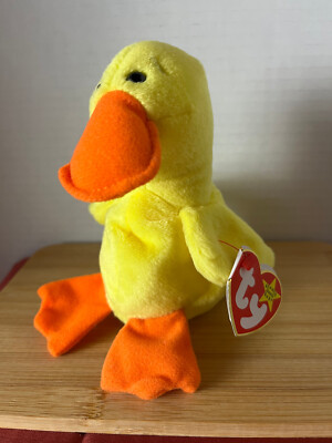 QUACKERS the Yellow Duck TY Beanie Babies RETIRED MWMT Plush Stuffed ...
