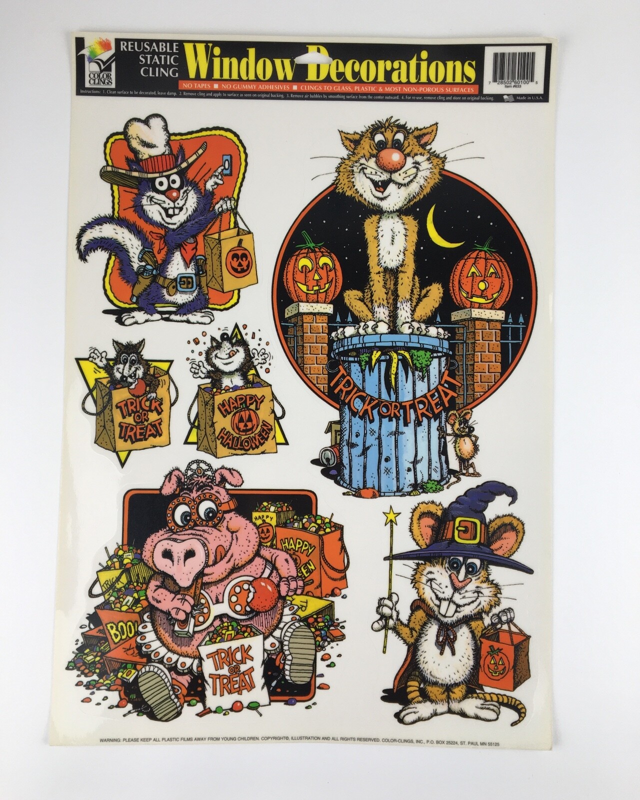 VTG HALLOWEEN ANIMAL CRITTERS Color Clings 90's 80's | eBay