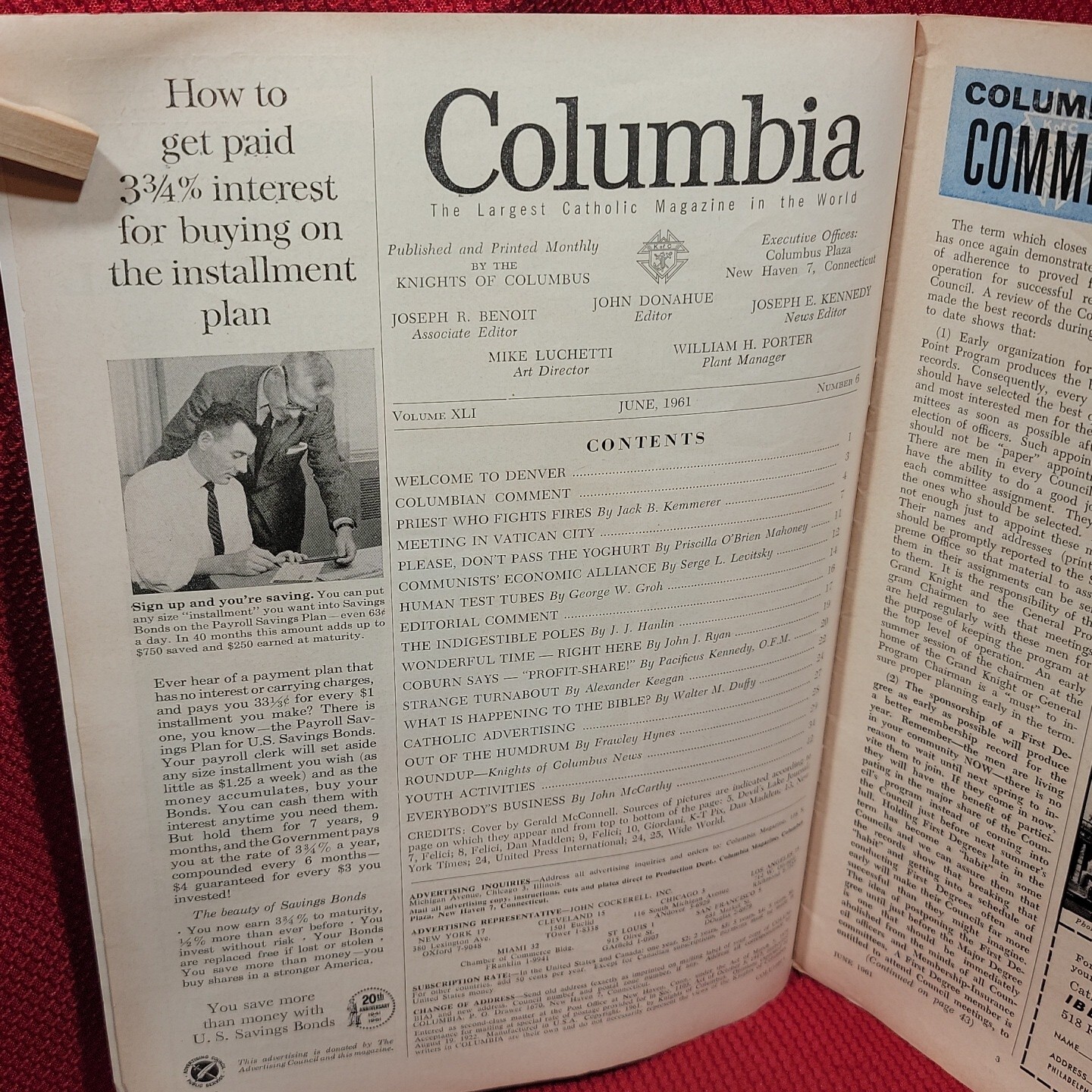 COLUMBIA KNIGHTS OF COLUMBUS MAGAZINE koc Catholic Vintage JUNE 1961 ...