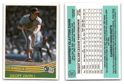1984 Donruss #402 Geoff Zahn - California Angels | eBay