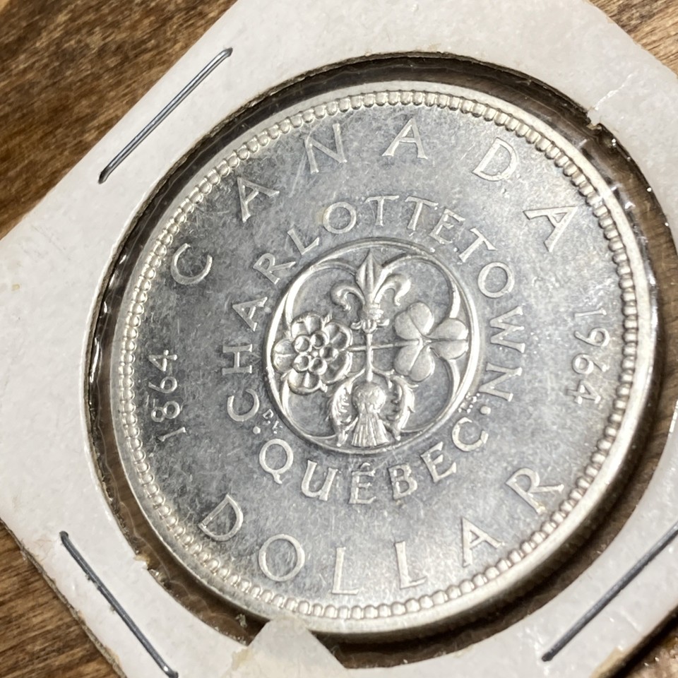 1964 Canadian One Dollar Coin Silver Queen Elizabeth II Charlottetown ...