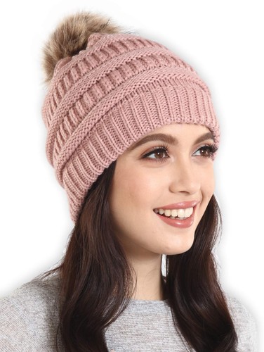 - Beanie Hats for Women, Pom Pom Hat Soft Chunky Knit Beanie for Cold ...