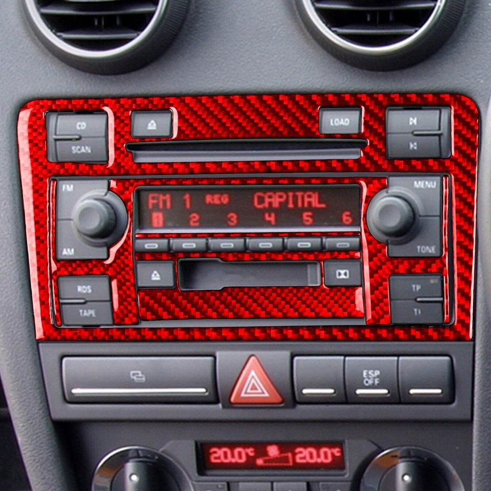 4Pcs Carbon Fiber Center Console Radio CD Panel Cover For Audi A3 S3 8P ...