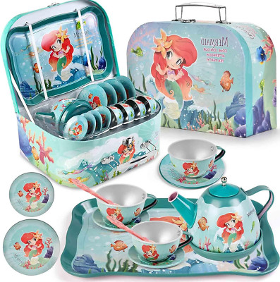 Mermaid Tea Party Set for Little Girls, Kids Pretend Play Party Set ...