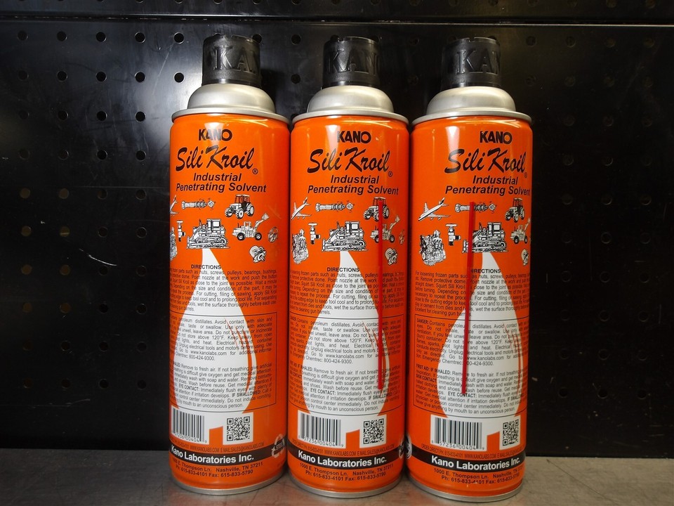 3 NEW! Kano Sili-Kroil Penetrating Oil w/ Silicone 16.5oz Spray Cans ...