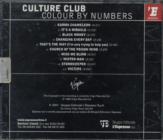 Culture Club / Boy George - Colour by Numbers Italy Press Cd Perfetto ...