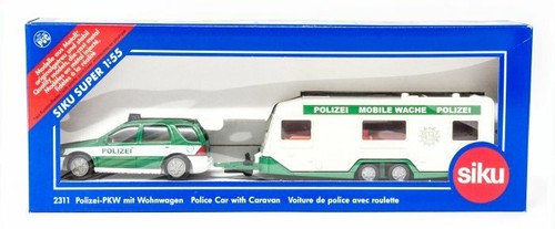 Siku 2311 Polizei-PKW (Mercedes ML 320) mit Wohnwagen 1:55 OVP - 1101 ...