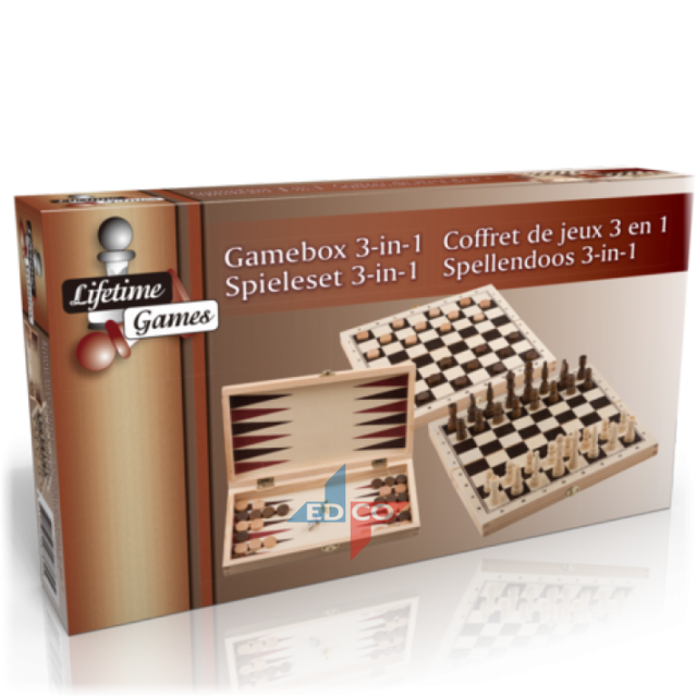 Lifetime Games 3 in 1 Wooden Games Box - Brown for sale online | eBay UK