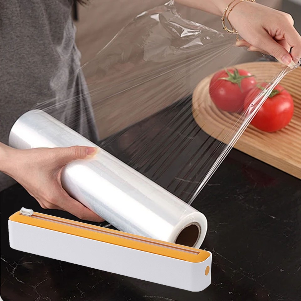 Plastic Wrap Dispenser With Slide Cutter PP Refillable Food Wrap Cling ...