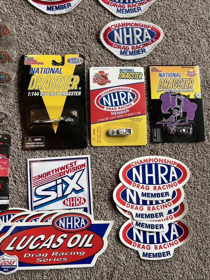 Vintage 90s NHRA MEMBER LOT- Sticker Patch Card Pin Die Cast Coupons ...