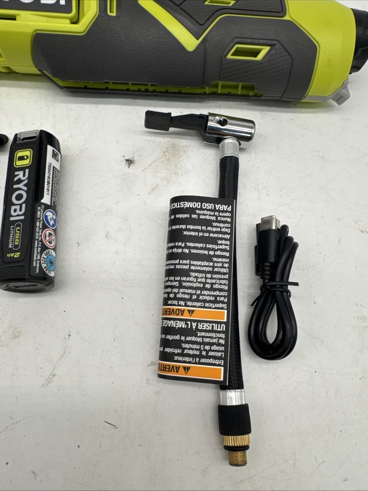 Ryobi FVIF51 USB Lithium Cordless High Pressure Portable Inflator Kit ...