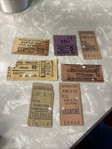 7 Early 1900's Foreign TICKET STUBS Metropolitan, Opera, Theater, Paris ...