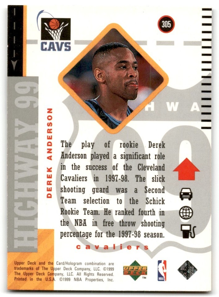 1998-99 Upper Deck Derek Anderson #305 Cleveland Cavaliers | eBay