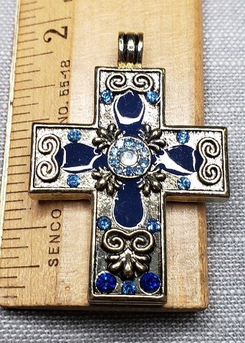 Vintage Pendant Medal Blue Enamel Cross Christian H20 | eBay