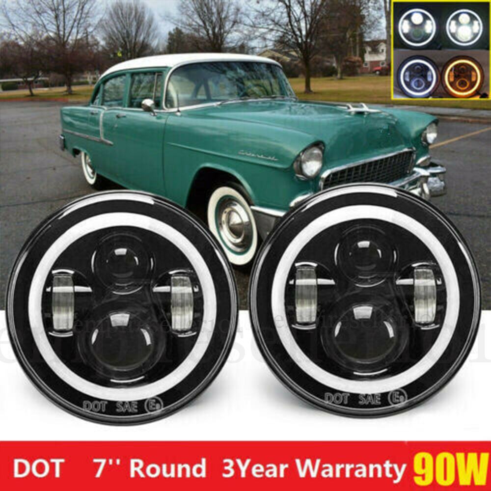 2X 7'' Round LED Headlights for 1953-1957 Chevrolet Bel Air/150/210 ...