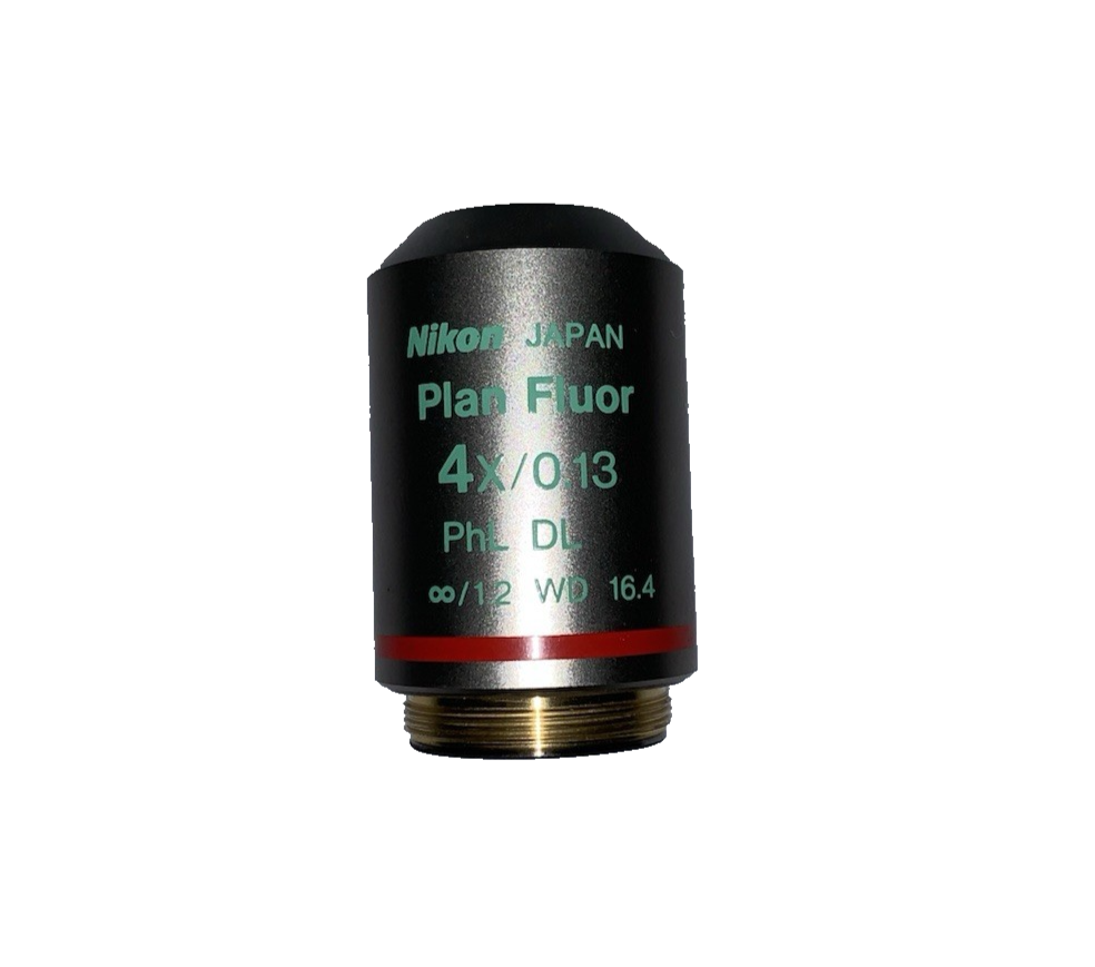 Nikon Plan Fluor PhL DL 4X/0.13 ∞/1.2 WD 16.4 Microscope Objective Lens ...
