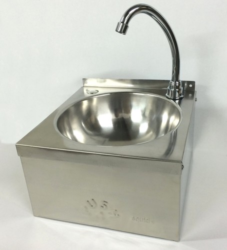 COMPACT Stainless Steel Knee Operated HAND WASH BASIN Sink TAP, Waste ...