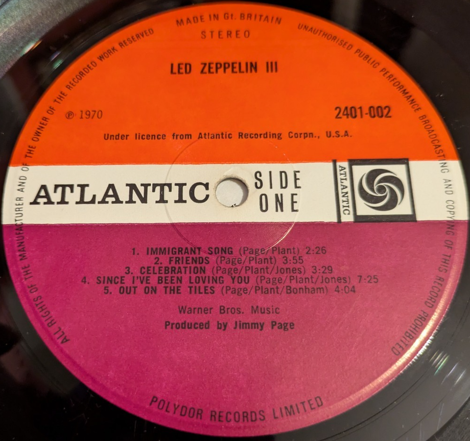 LED ZEPPELIN ~ LED ZEPPELIN III ** 1970 UK Plum/Red ATLANTIC LP | eBay