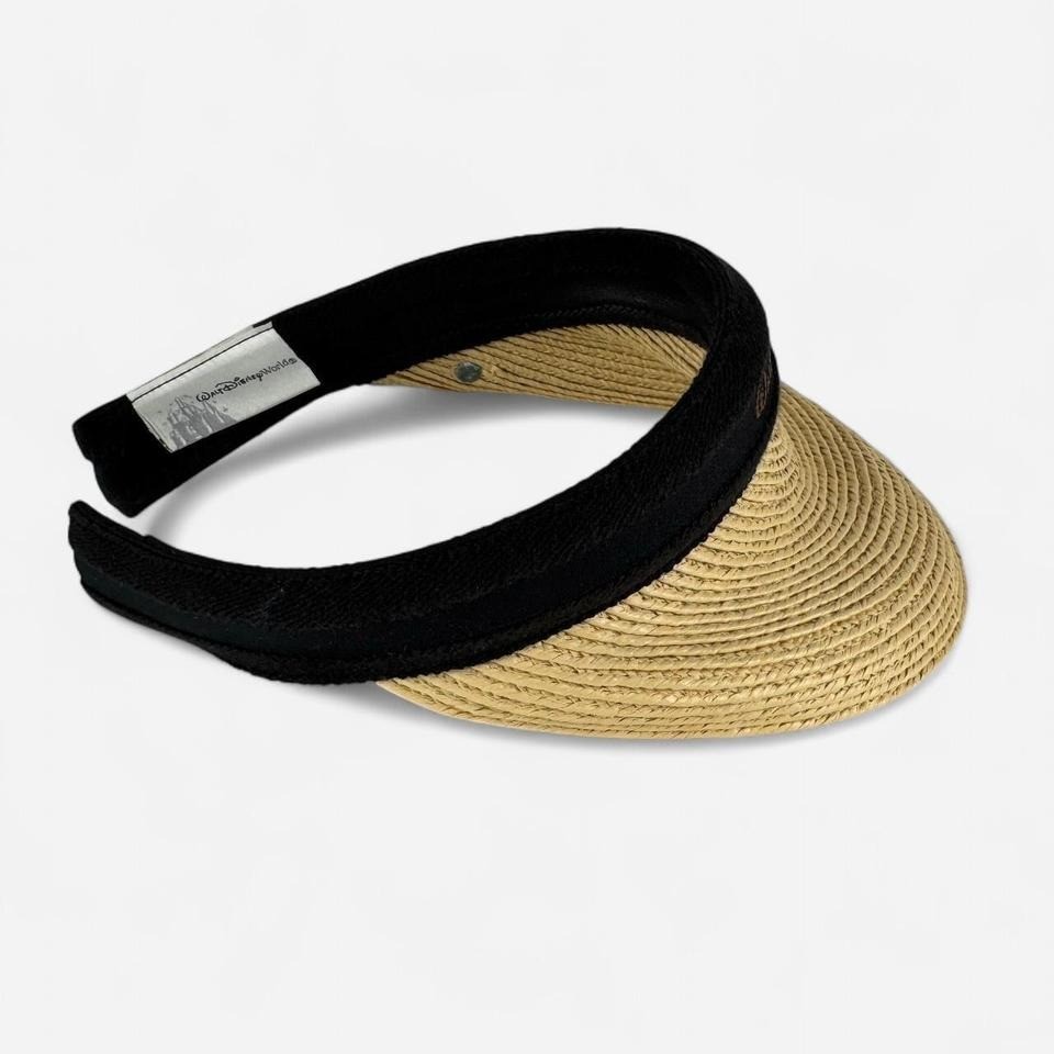 Vintage Walt Disney World Logo Straw Sun Visor One Size Silver Mickey ...