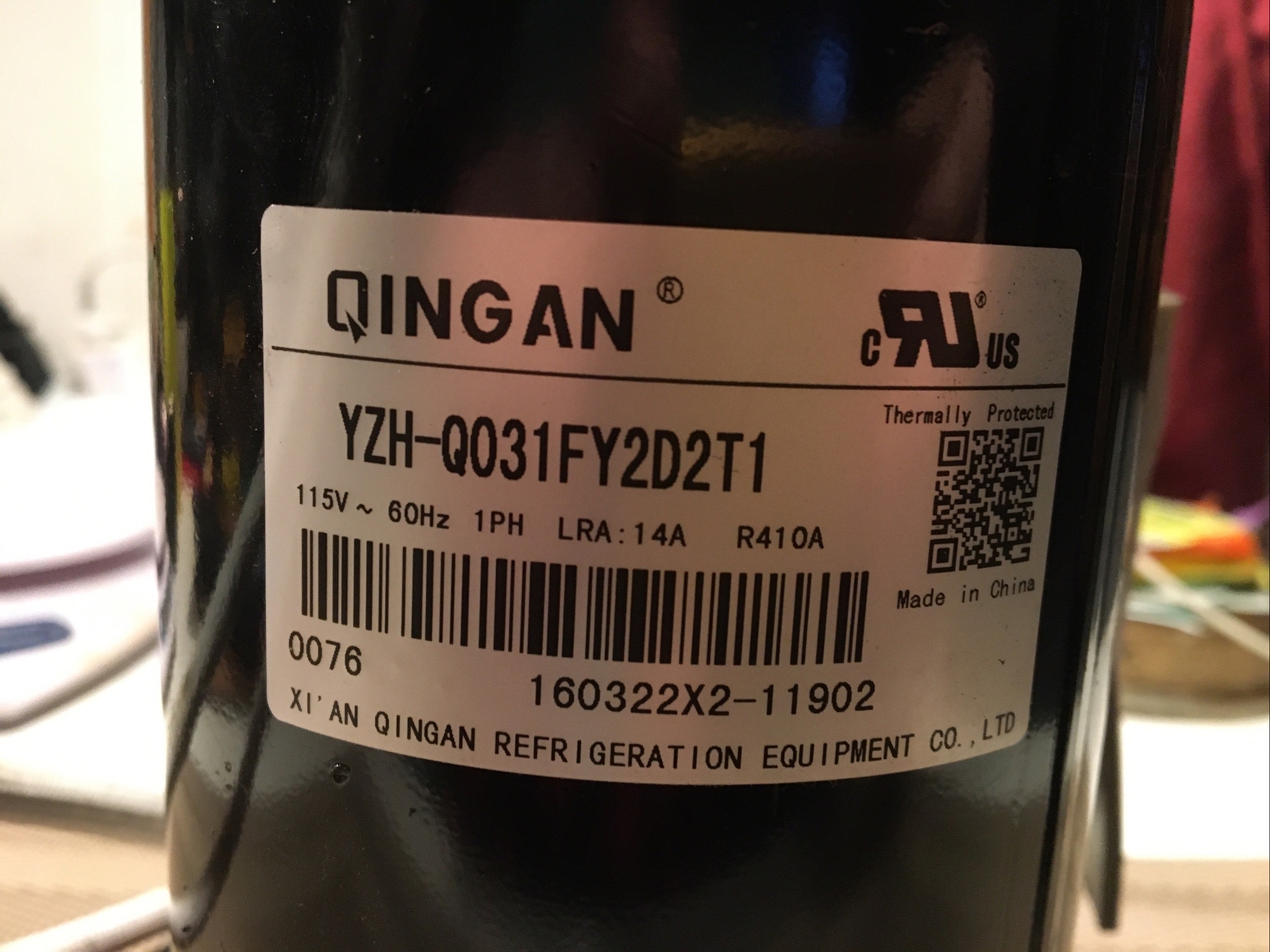 QINGAN YZH-Q031FY2D2T1 115V 60Hz 1PH LRA 14A Compressor | eBay