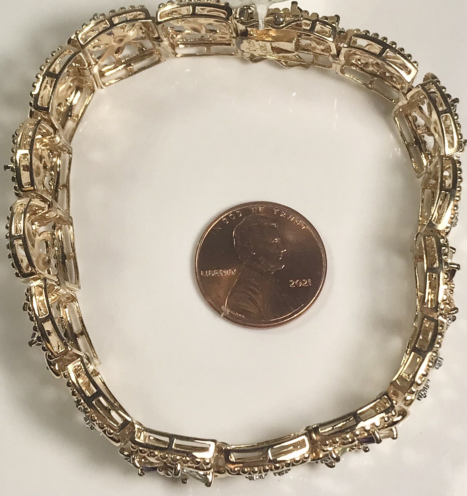 ROSS SIMONS VINTAGE MULTI GEMSTONE STERLING 925 GOLD VERMEIL BRACELET ...