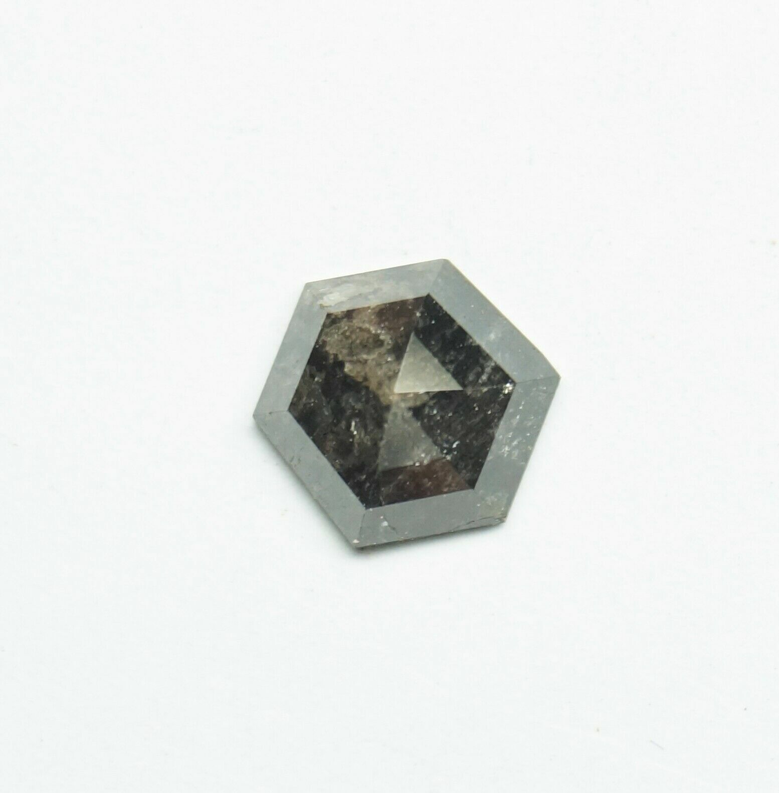 0.89ct Natural Back Gray Hexagon Shape Rose Diamond Loose Rough diamond ...