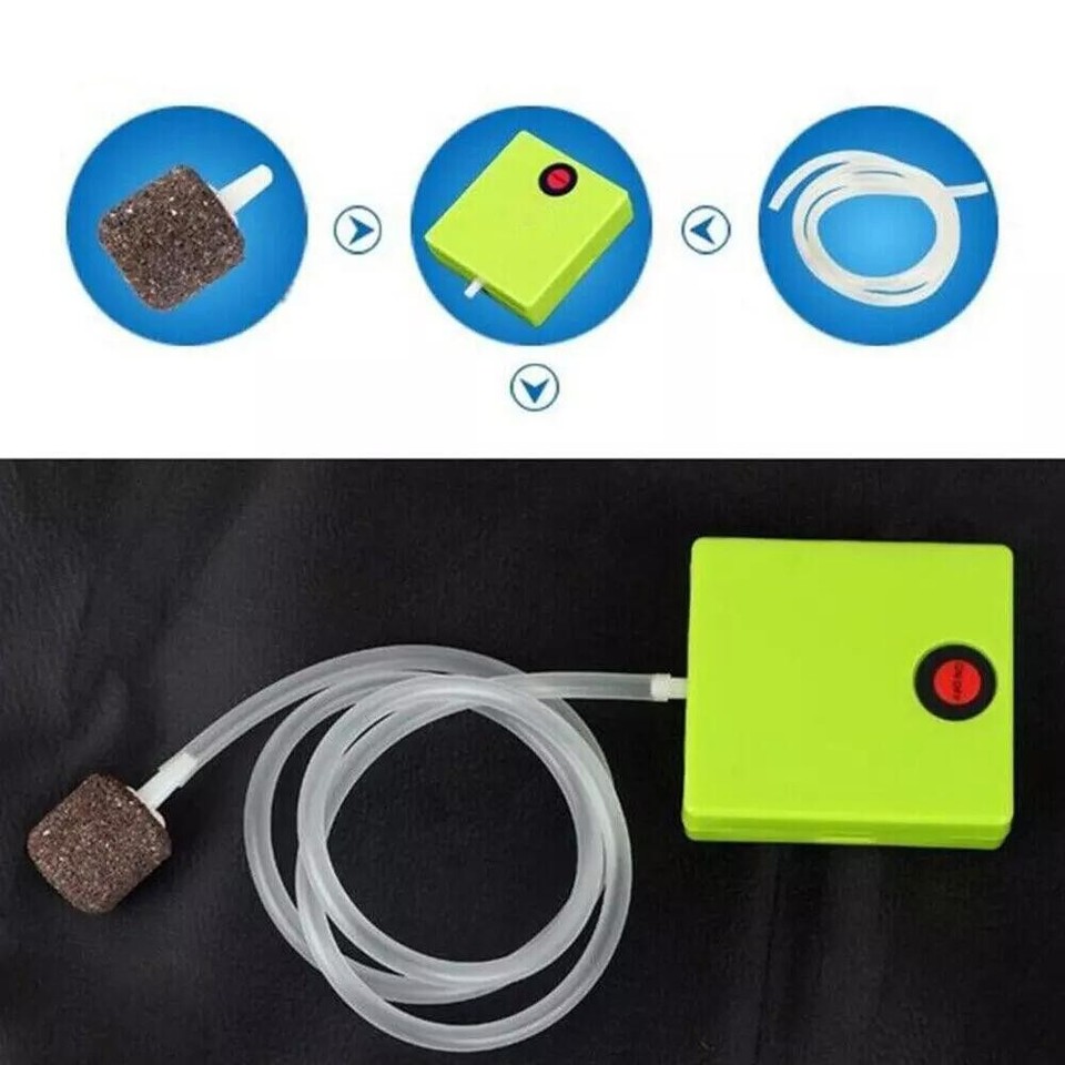 Battery Operated Air Pump Oxygen Aerator + Air Stone for Fish Tank ...