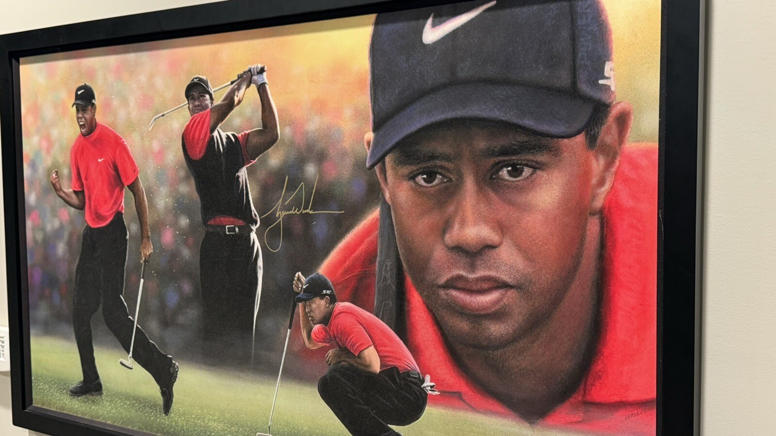 Tiger Woods “In Tiger’s Eyes” Autographed Canvas Giclee FRAMED 60”x36 ...