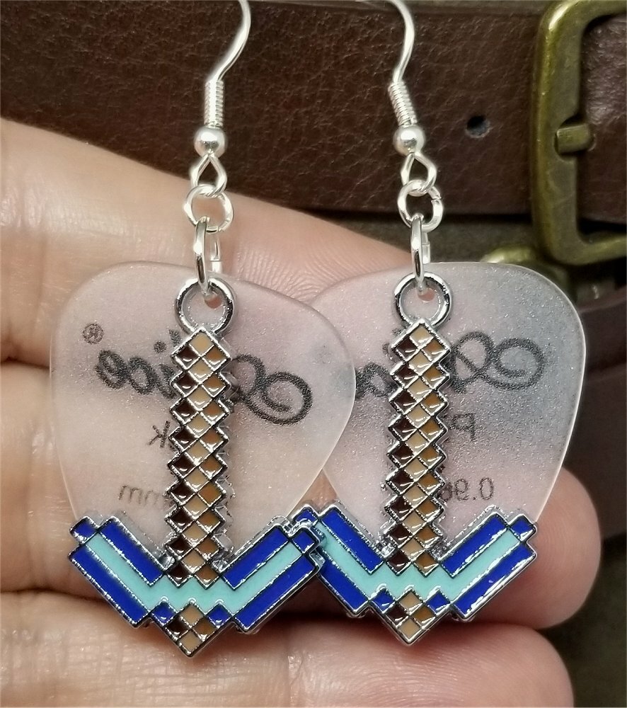 Minecraft Pickaxe Charm Guitar Pick Earrings - Pick Your Color | eBay