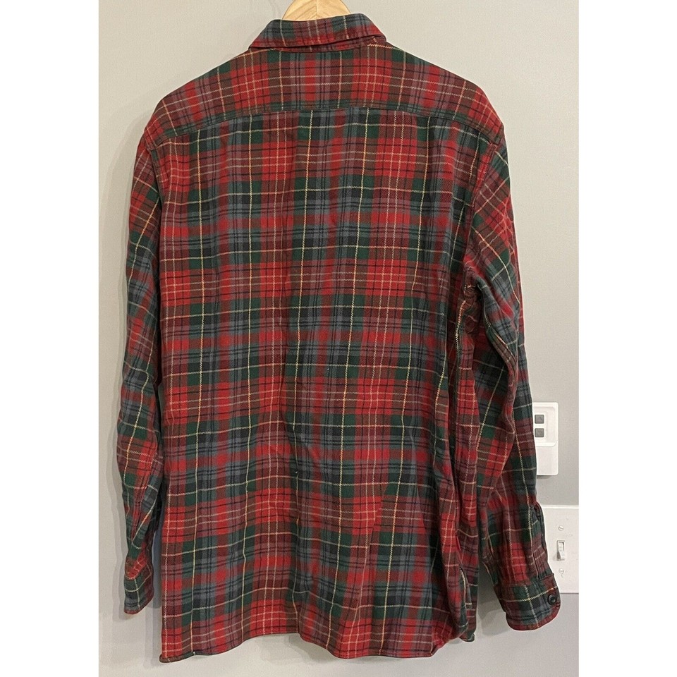 Ralph Lauren Polo Sport Shirt Heavyweight Flannel Plaid Button Up Camp ...