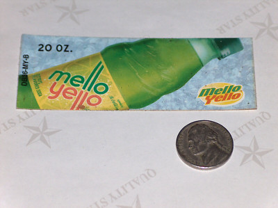 RARE Mello Yellow 20oz Soda, Soft Drink Small Plastic Tag Sign Vendor ...