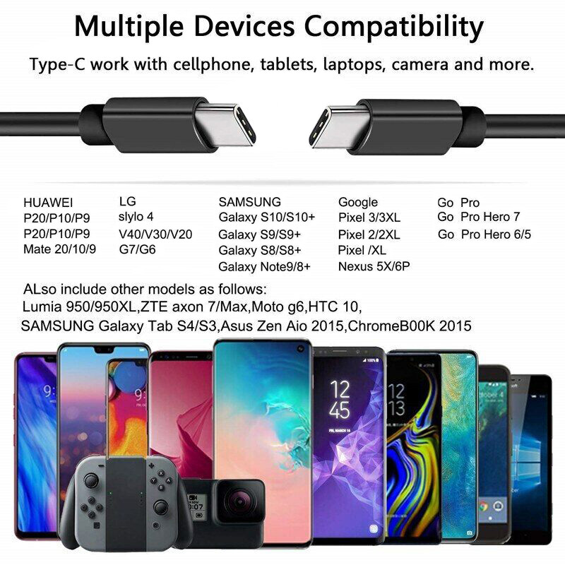 Fast Charging Type C USB Heavy Duty Universal Phone Charger Cable 1M ...