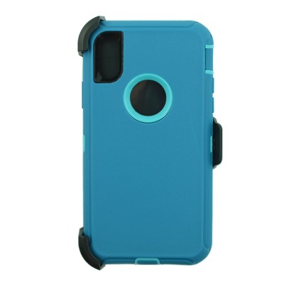 For Apple iPhone XS Defender Case Cover (Belt Clip Fits Otterbox) CYAN ...