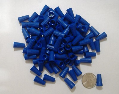 100 GARDNER BENDER SMALL BLUE WIRE CONNECTORS TWIST ON CONICAL NUTS 10 ...