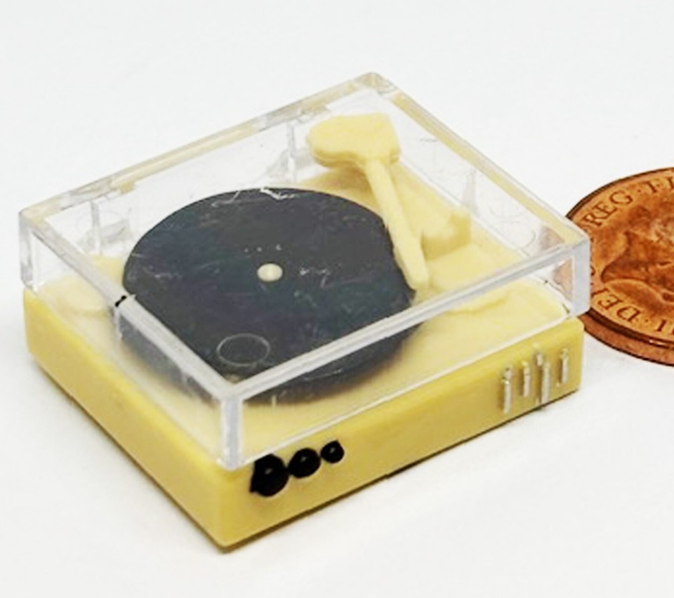 Puppenhaus Creme Record Player Nicht Arbeit 1:12 Maßstab Miniatur Musik ...