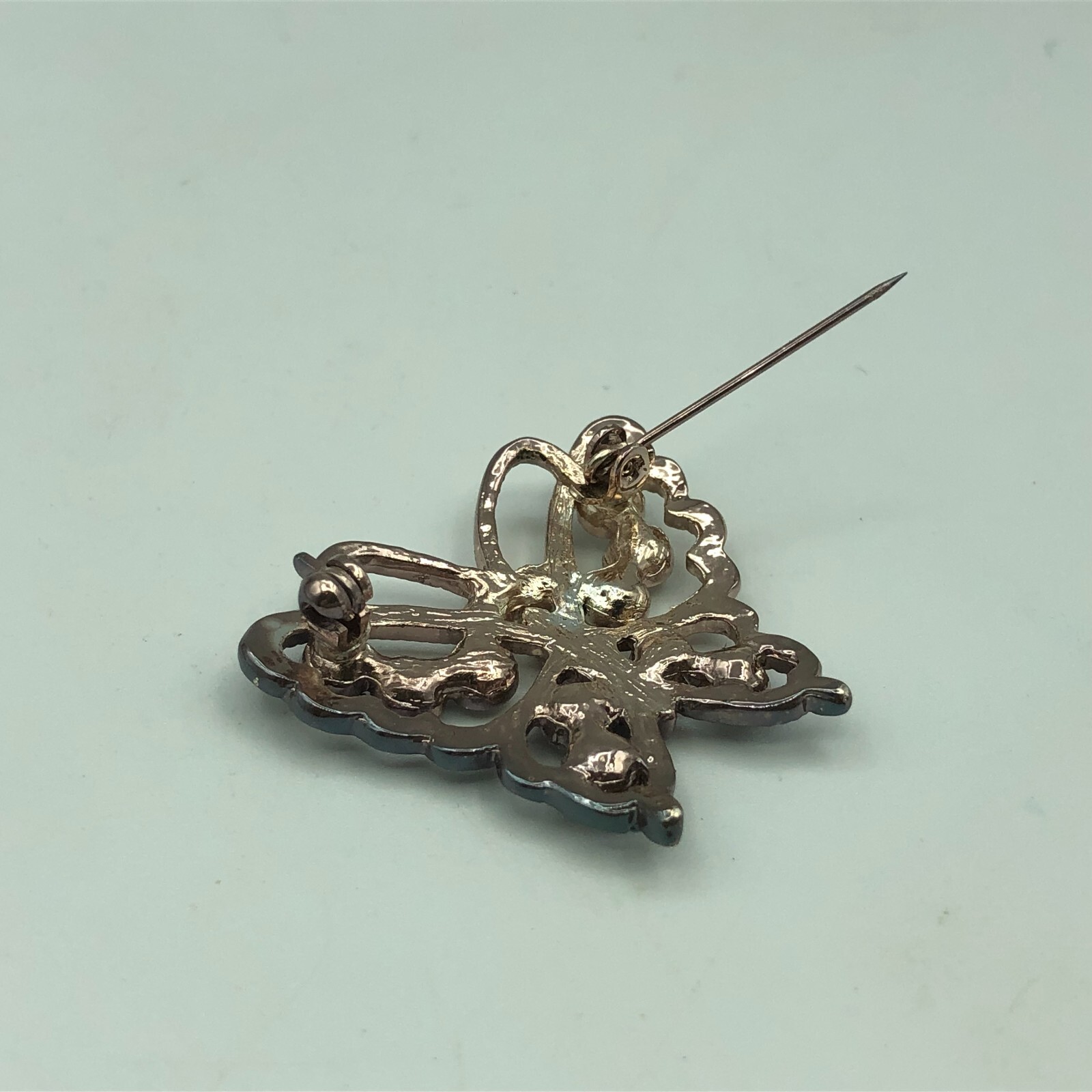 RETRO Rose Gold Tone Butterfly Sparkle Brooch Metalwork Decorative ...