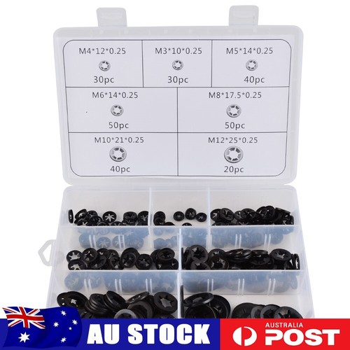 260pcs Round Shaft Push On Type Fastener Washer Clip Retainer Speed Nut ...