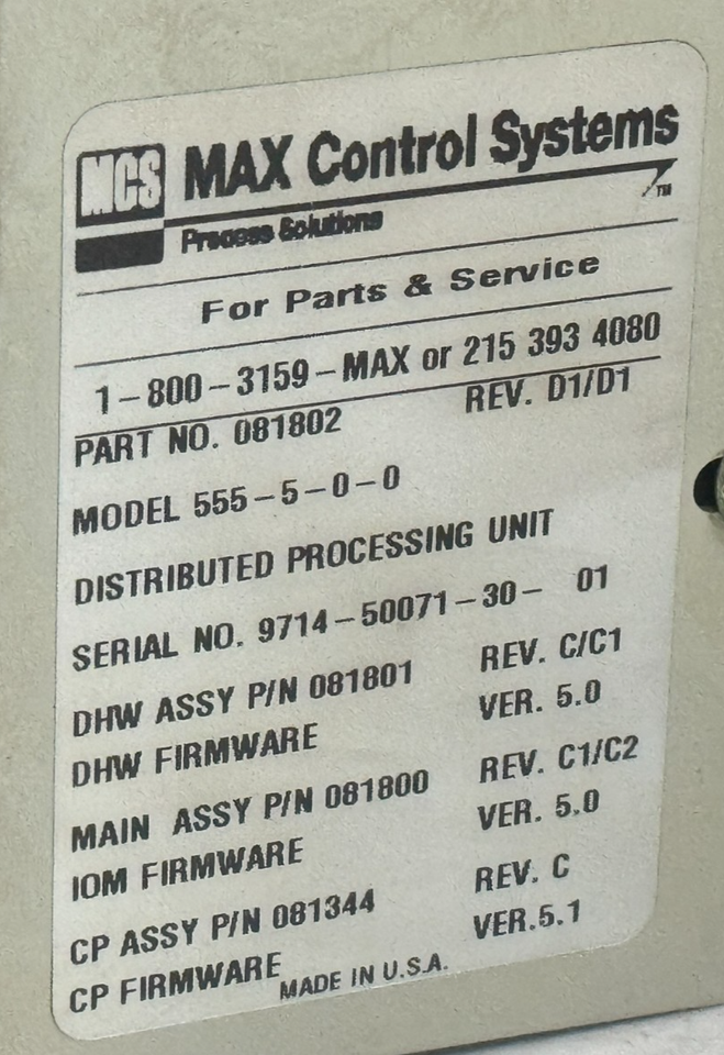 USED MCS 081802 REV. D1/D1 Distributed Processing Unit | eBay