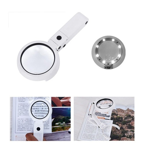 5X 11X 8-LED Light Glass Magnifier Magnifying Tool Foldable Stand Hand ...