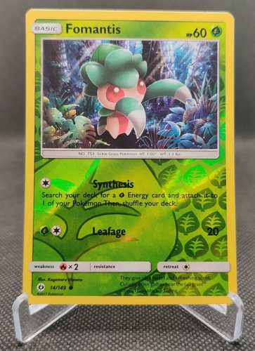 Pokemon TCG Sun & Moon Base Set Fomantis 14/149 Reverse Holo Common ...