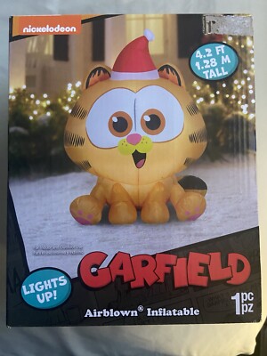 Nickelodeon Gemmy Garfield Christmas Airblown Inflatable With Santa Hat ...