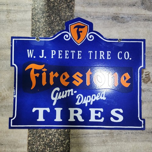 FIRESTONE TIRES 2SIDED PORCELAIN ENAMEL SIGN 24 X 21 INCHES | eBay