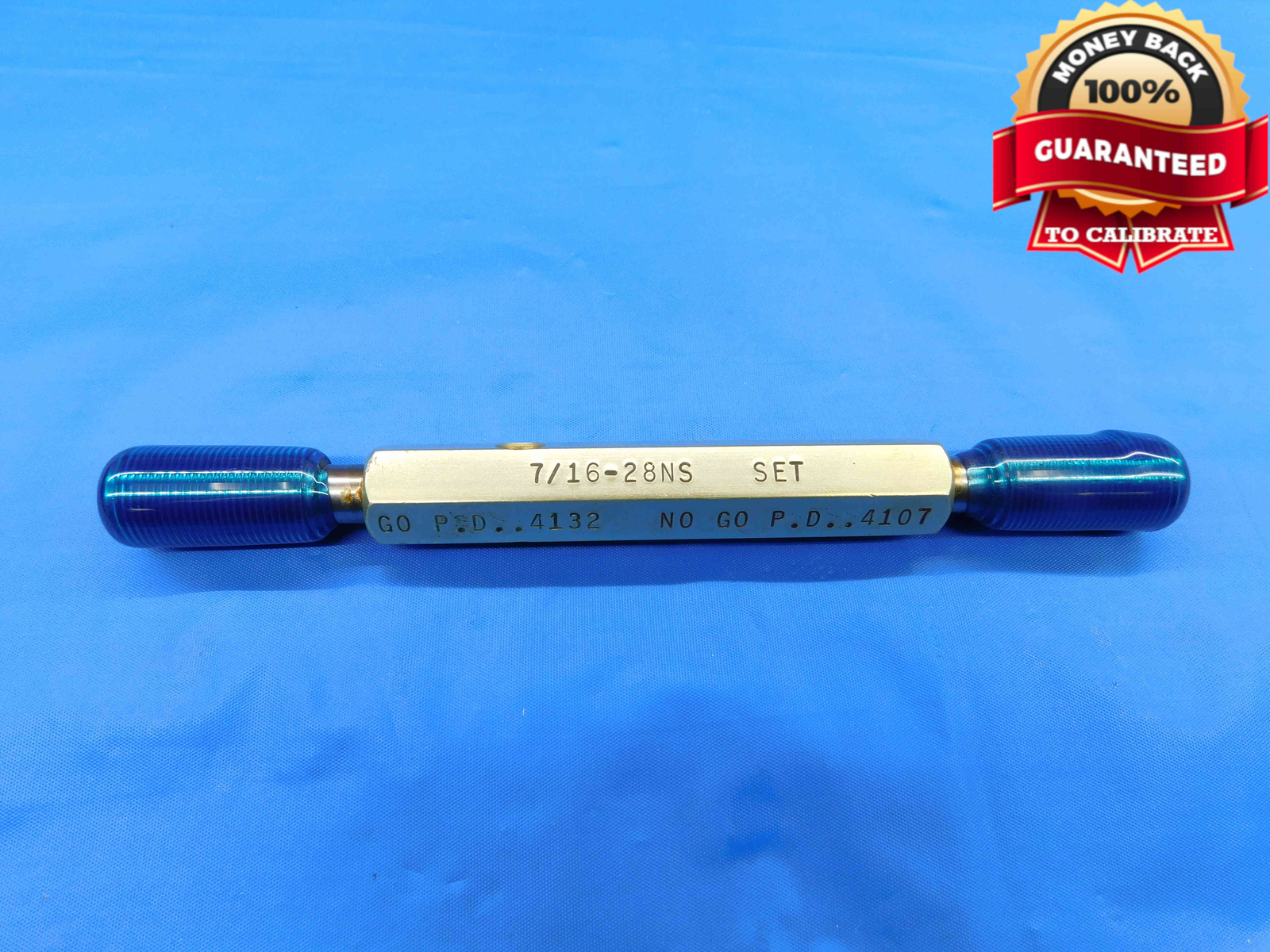 7/16 28 NS SET THREAD PLUG GAGE .4375 GO NO GO P.D.'S = .4132 & .4107 ...