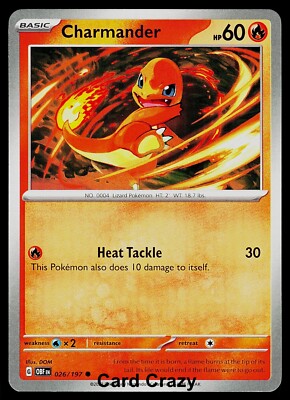 Charmander 026/197 - Obsidian Flames - Non-holo Pokemon Card - Near ...