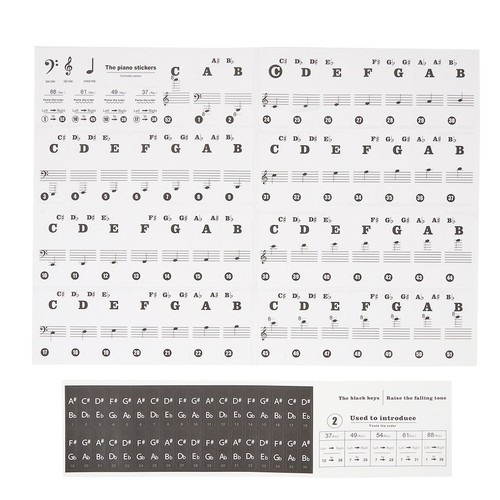 Piano Keyboard Note Stickers Learn To Play Keynotes 88/61/54/49 Keys ...